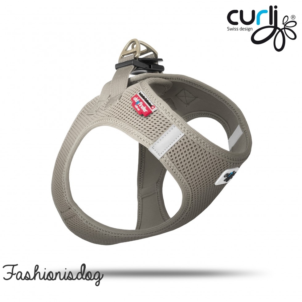 Harnais Curli Vest Air-Mesh gris pour chiens